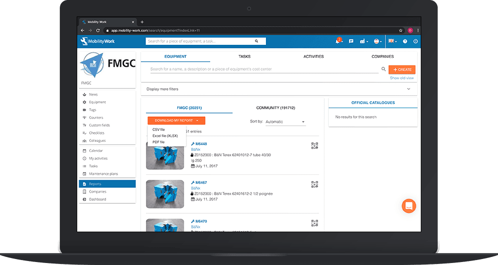 How To Export My Files In Excel Or PDF In My CMMS?
